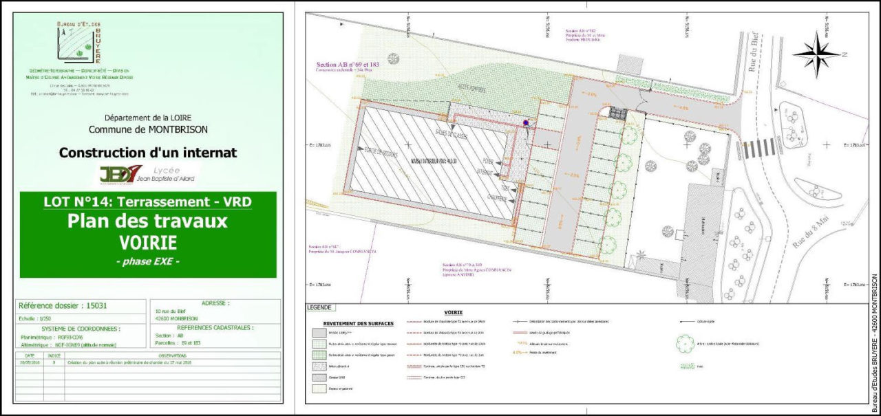 BET VRD pour un internat à Montbrison 42 - Bureau d'Etudes BRUYERE
